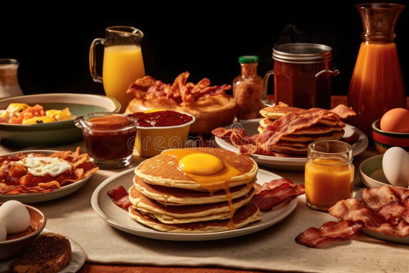 Tasty Brunch Spread stock illustration. Illustration of bacon - 279931116