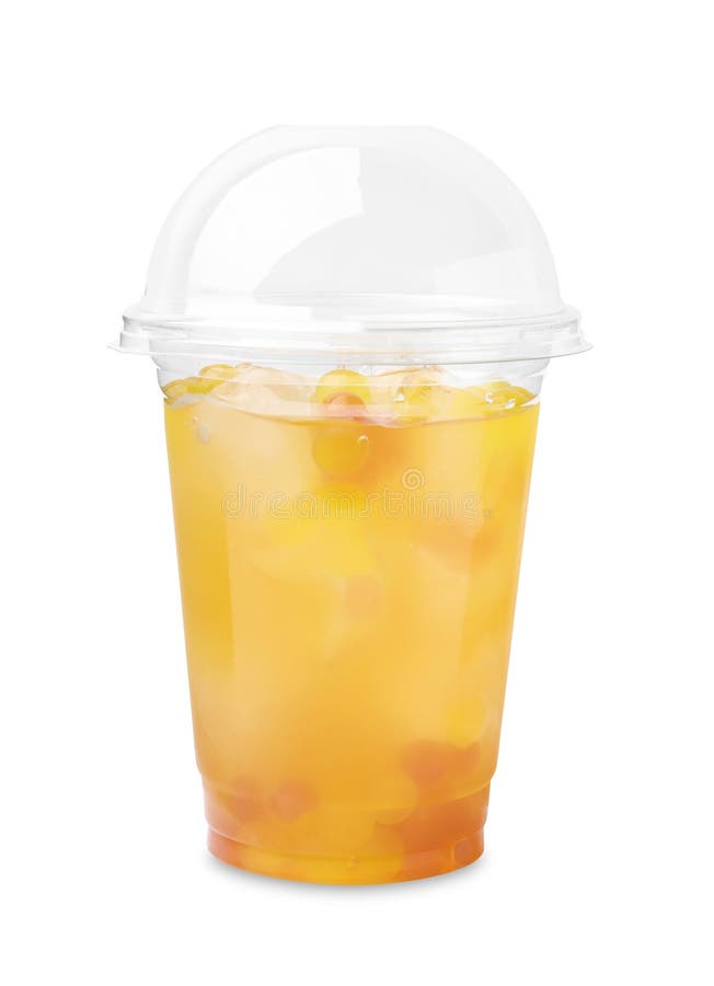 Tasty Bubble Tea in Plastic Cup Isolated on White Stock Image - Image ...