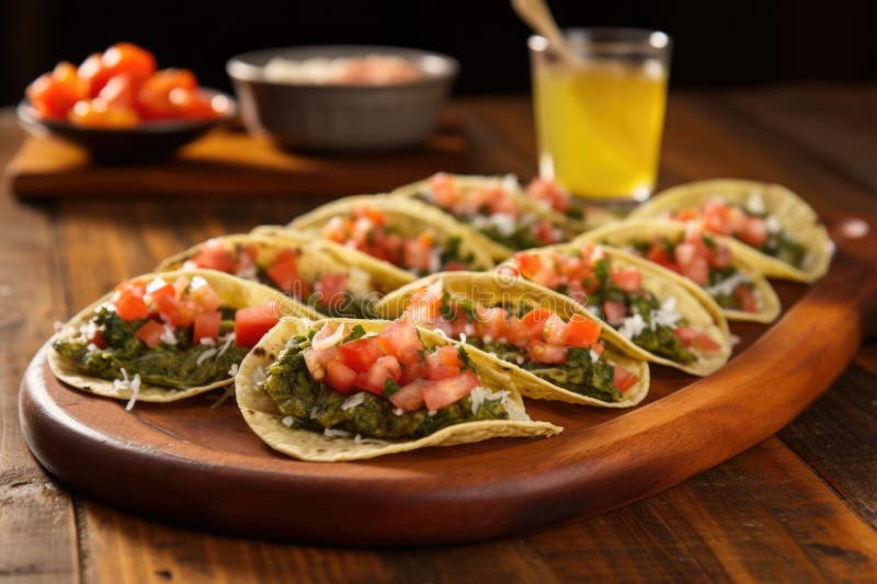 Tasty Cactus Paddle Nopal Grilled Taco on a Serving Tray Stock Photo ...