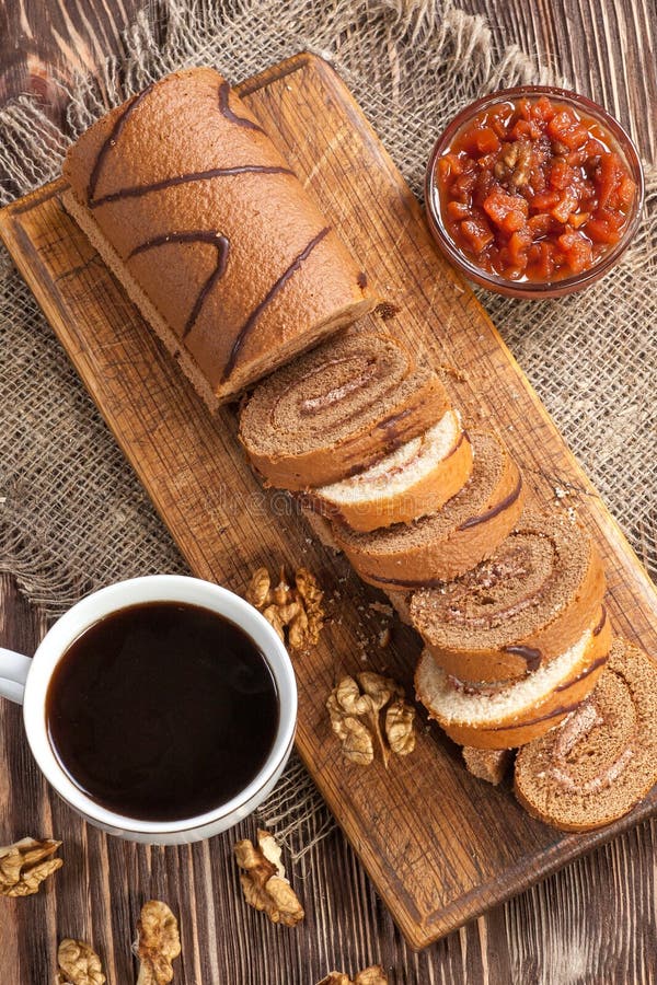 Tasty cake roll stock image. Image of wood, sweet, currant - 83469057