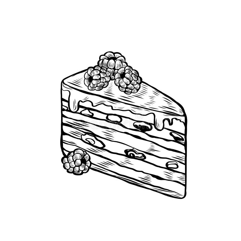 Tasty Cake Slice Line Drawing Vector Illustration Stock Vector ...