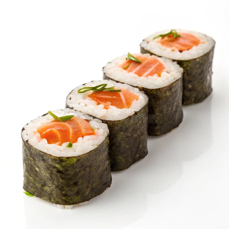 Tasty California Rolls Isolated on White Background Stock Illustration ...