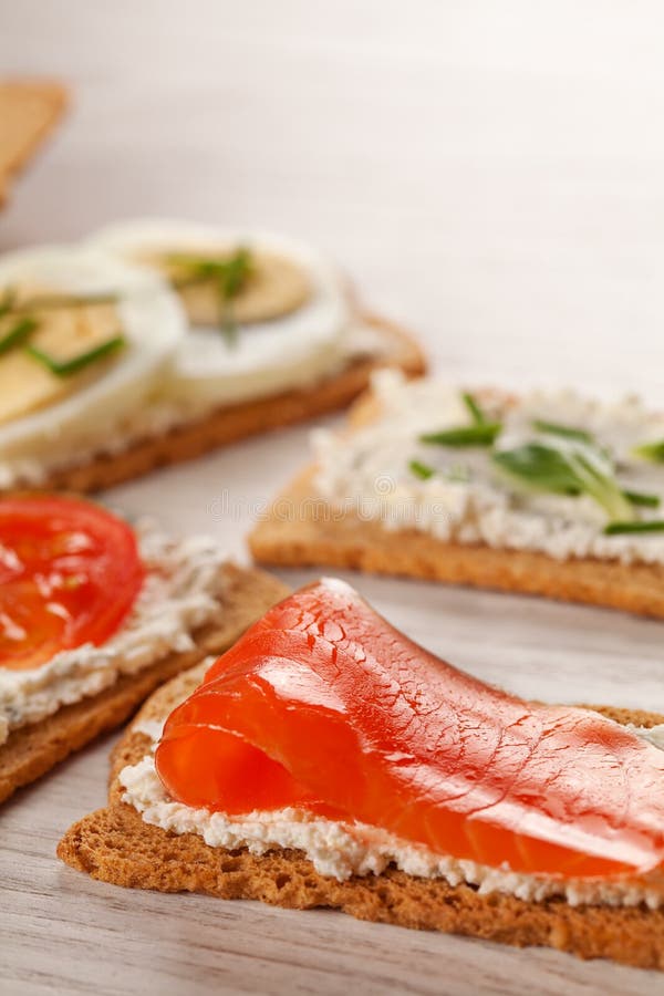 Tasty Canapes Breakfast Snack Meal Stock Image - Image of salmon ...