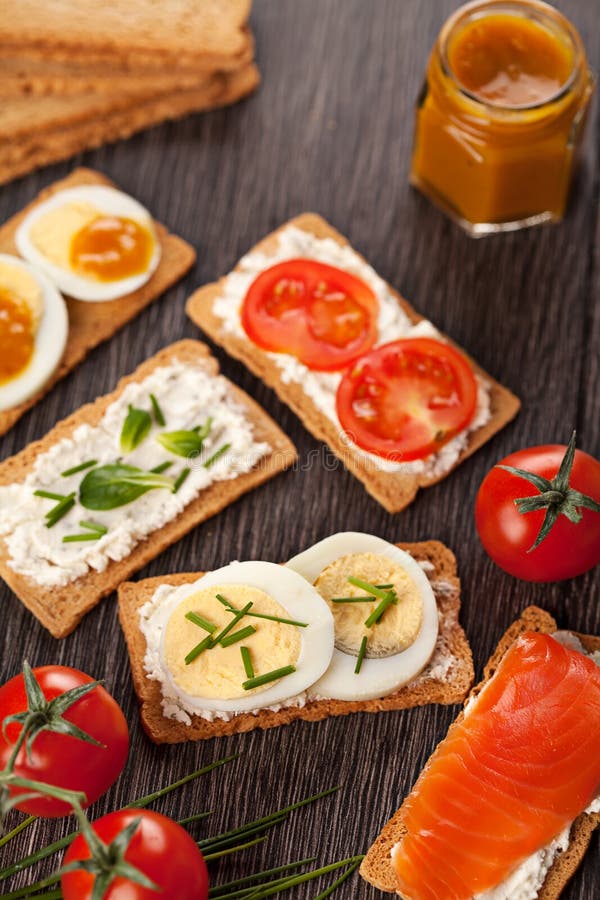 Tasty Canapes Breakfast Snack Meal Stock Image - Image of dill ...