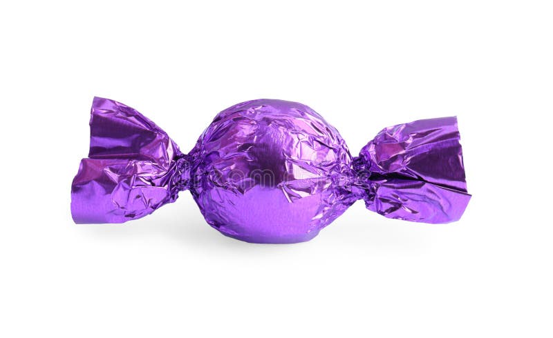 Tasty Candy in Purple Wrapper Isolated on White Stock Image - Image of ...