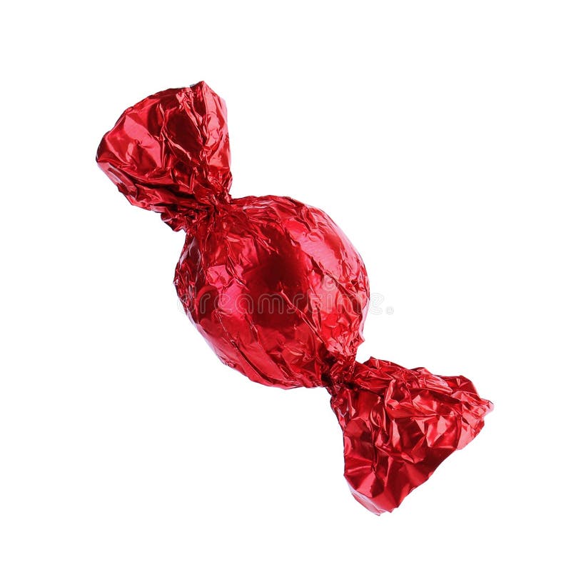 Tasty Candy in Red Wrapper Isolated on White Stock Photo - Image of ...