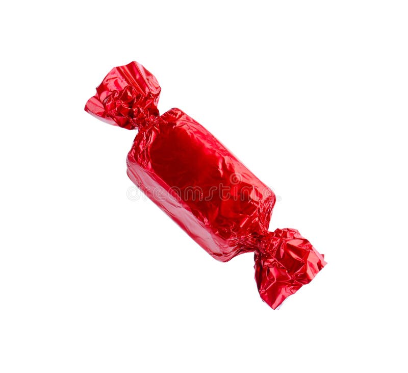 Tasty Candy in Red Wrapper Isolated on White Stock Photo - Image of ...