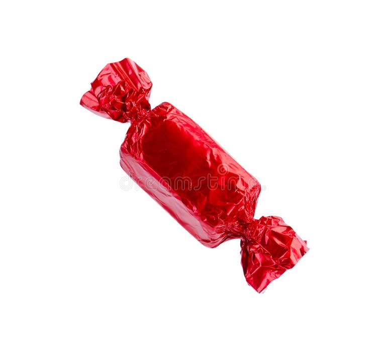 Tasty Candy in Red Wrapper Isolated on White Stock Photo - Image of ...