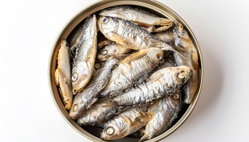 Tasty Canned Sprats Isolated on White, Top View Stock Image - Image of ...