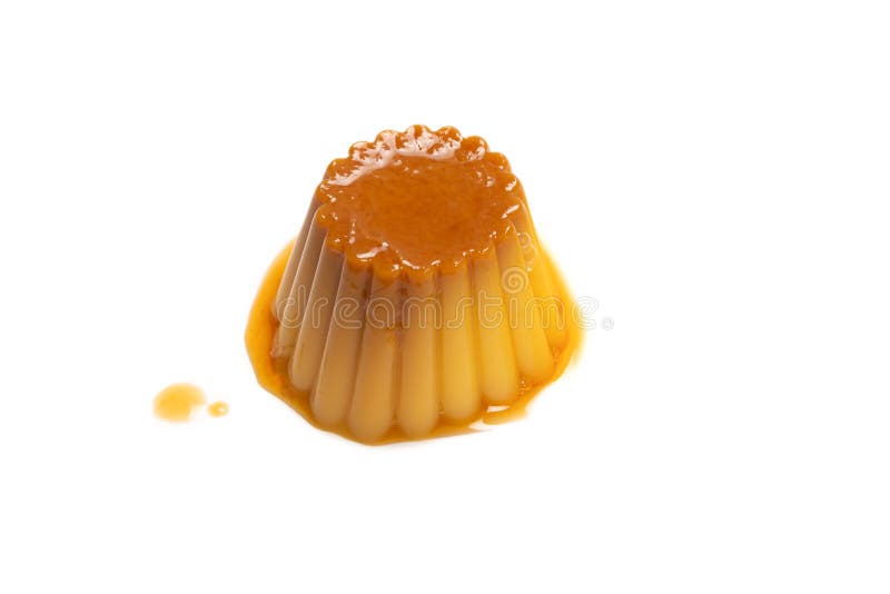 Tasty Caramel Pudding Isolated on a White Background Stock Image ...