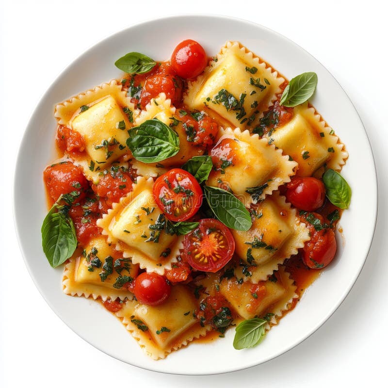 Tasty Cheese Ravioli Plate Set Against Clear Background Stock Photos ...