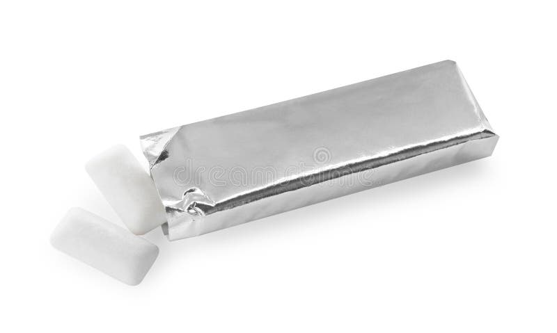 Tasty Chewing Gums in Silver Foil Isolated on White Stock Photo - Image ...