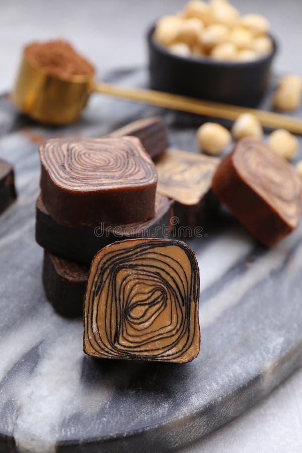 Tasty Chocolate Candies on Table, Closeup View Stock Photo - Image of ...