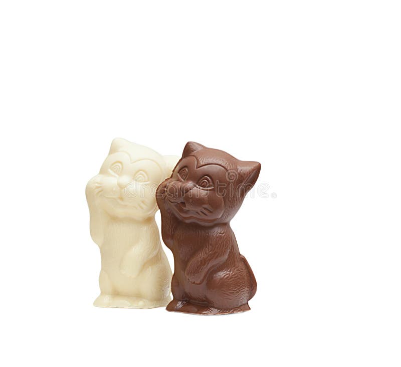 Tasty Chocolate Cats Isolated on White Stock Photo - Image of calorie ...