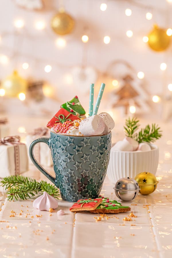 Tasty Cocoa Warming for Cold Evening in Christmas Stock Photo - Image ...