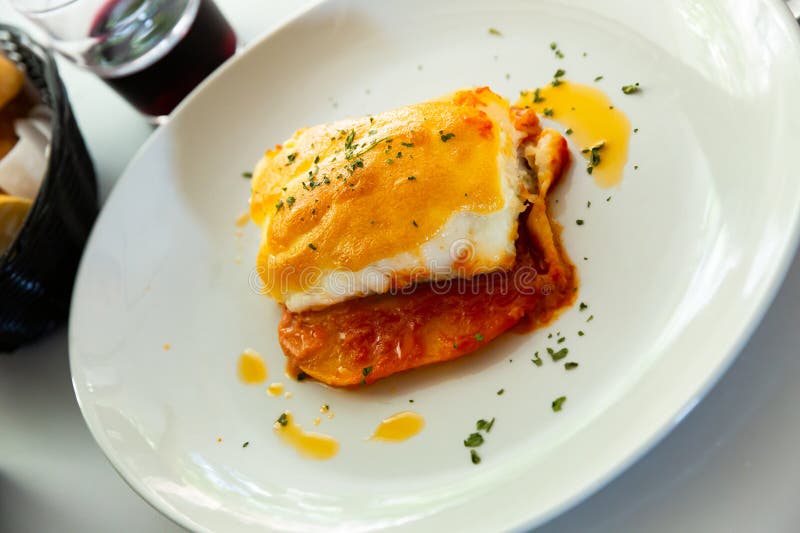 Tasty Cod Backed with Sauces and Served at Plate, Nobody Stock Image ...