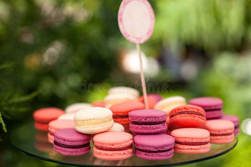 Tasty Colorful Macaroons on Plate Stock Image - Image of colorful ...