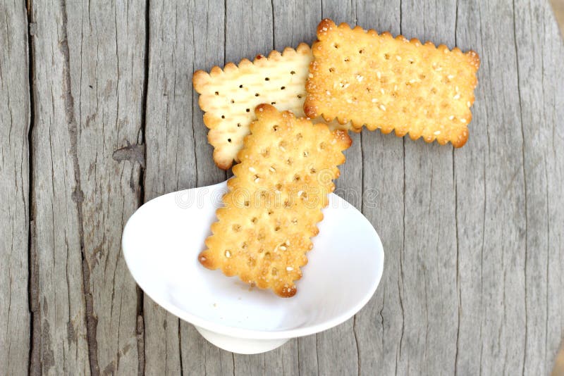 Tasty of Crackers on Wood Table Stock Image - Image of confection ...