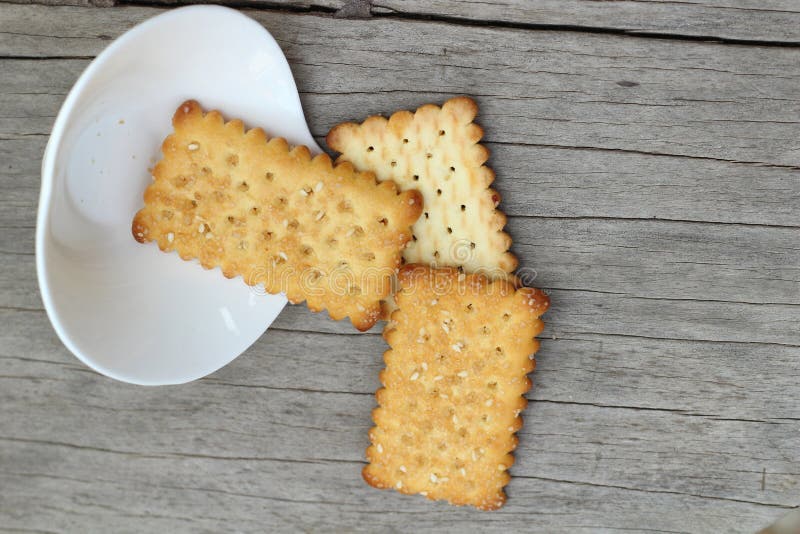 Tasty of Crackers on Wood Table Stock Image - Image of appetizer ...