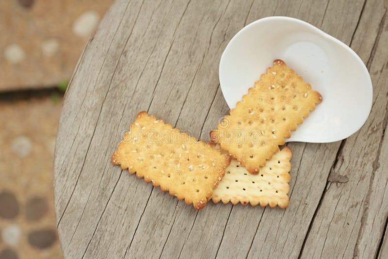 Tasty of Crackers on a Wood Table Stock Image - Image of nutritious ...