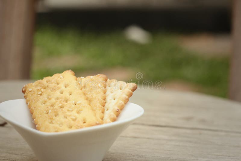 Tasty of Crackers on a Wood Table Stock Image - Image of pastry ...