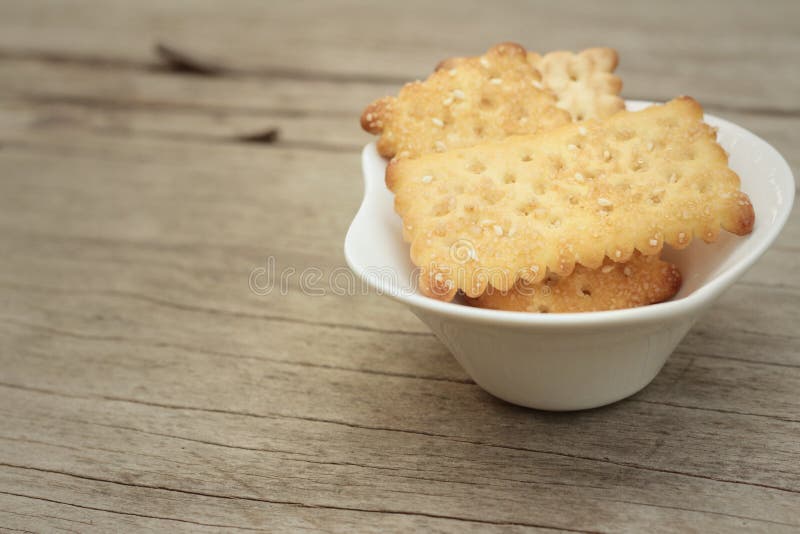 Tasty of Crackers on a Wood Table Stock Image - Image of plate, table ...