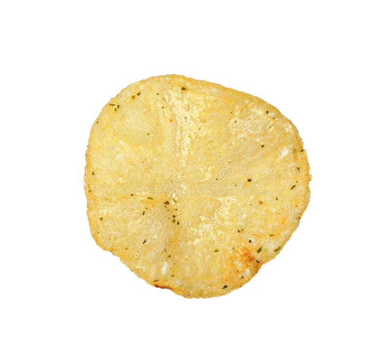 Tasty Crispy Potato Chip Isolated on White Stock Photo - Image of ...