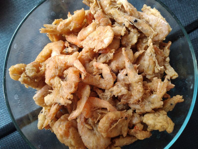 The Tasty and Crunchy Fried Shrimp on the Bowl Stock Photo - Image of ...