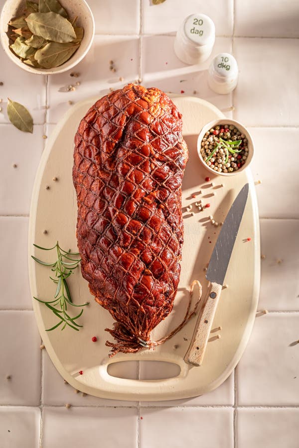 Tasty Cured Ham Made of Pork Meat Stock Image - Image of traditional ...