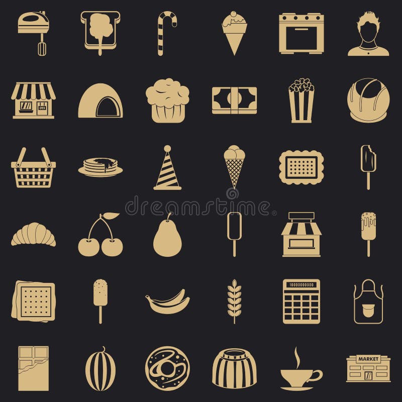 Tasty Dessert Icons Set, Simple Style Stock Vector - Illustration of ...