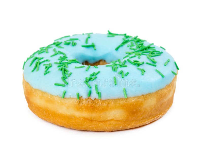 Tasty Donut with Blue Glaze and Sprinkles Stock Photo - Image of ...