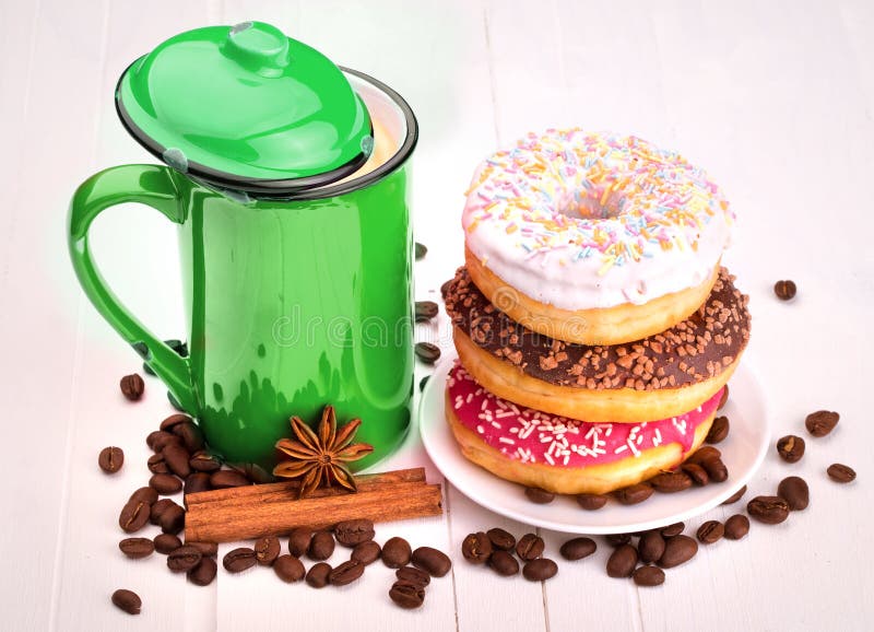 Tasty Donut with a Cup of Coffee Stock Image - Image of coffee, closeup ...