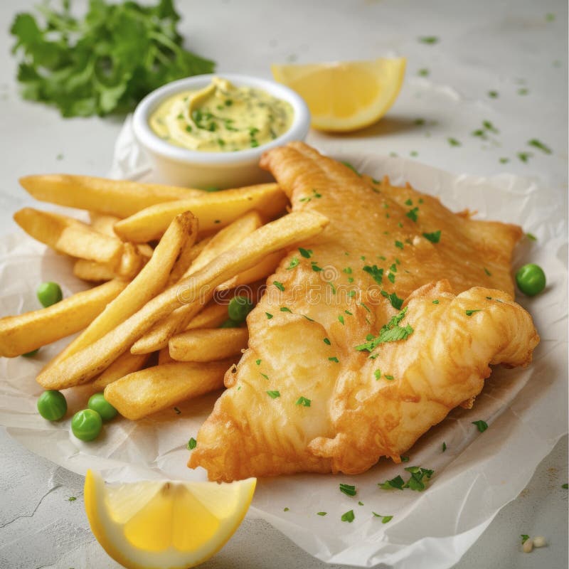 Tasty Fish and Chips with White Background Stock Photo - Image of ...