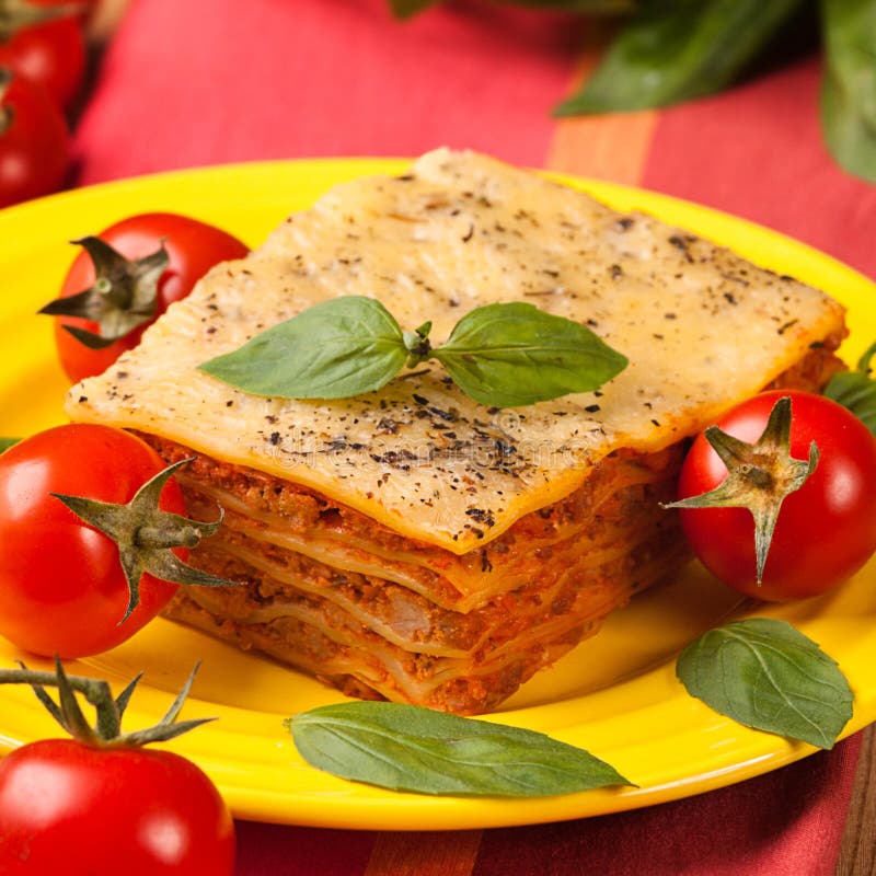 Lasagna on plate stock photo. Image of mediterranean - 16910076