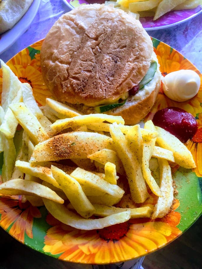 Tasty Food on a Colored Plate Stock Photo - Image of colored, tasty ...