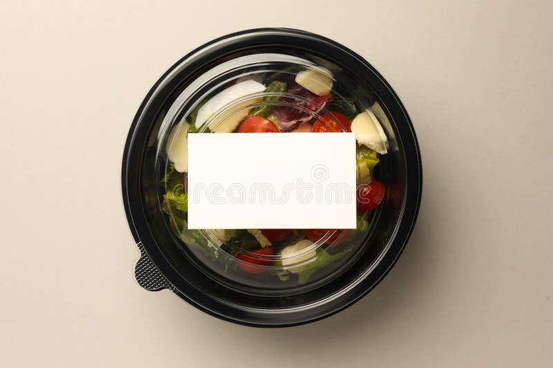 Tasty Food in Container on Light Background, Top View. Space for Text ...