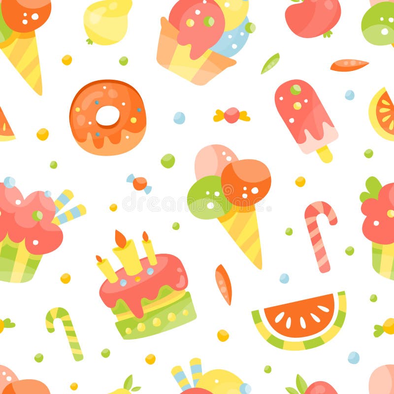 Tasty Food for Kids Seamless Pattern. Kids Menu Repeating Print for ...