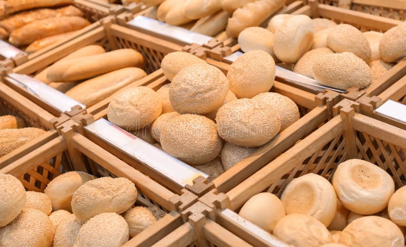Tasty Fresh Bakery with Sesame Seeds in Shop Stock Image - Image of ...