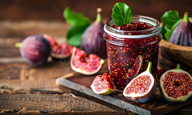 Tasty Fresh Fig Jam in Glass Jar Stock Illustration - Illustration of ...