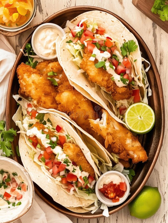 Tasty Fresh Fish Taco Salsa, Ai Stock Illustration - Illustration of ...