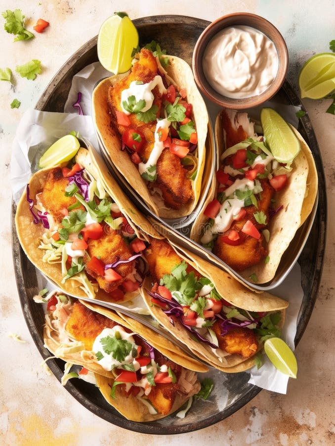 Tasty Fresh Fish Taco Salsa, Ai Stock Illustration - Illustration of ...