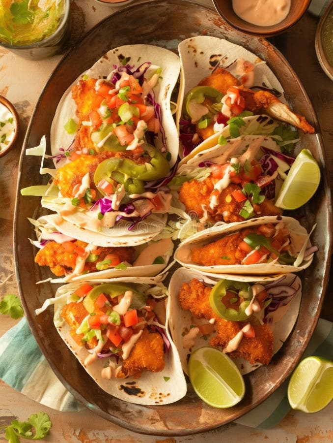 Tasty Fresh Fish Taco Salsa, Ai Stock Illustration - Illustration of ...