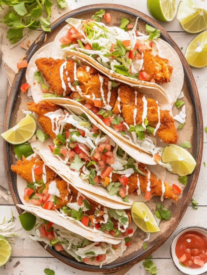 Tasty Fresh Fish Taco Salsa, Ai Stock Illustration - Illustration of ...