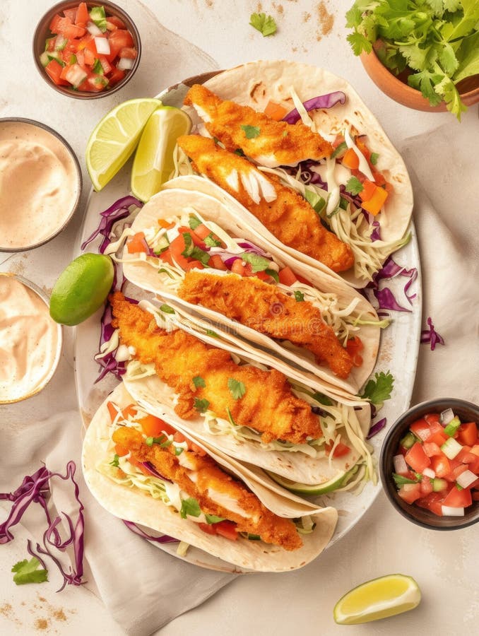 Tasty Fresh Fish Taco Salsa, Ai Stock Illustration - Illustration of ...