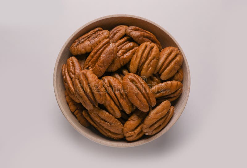 Tasty Fresh Ripe Pecan Nuts on White Background, Top View Stock Photo ...