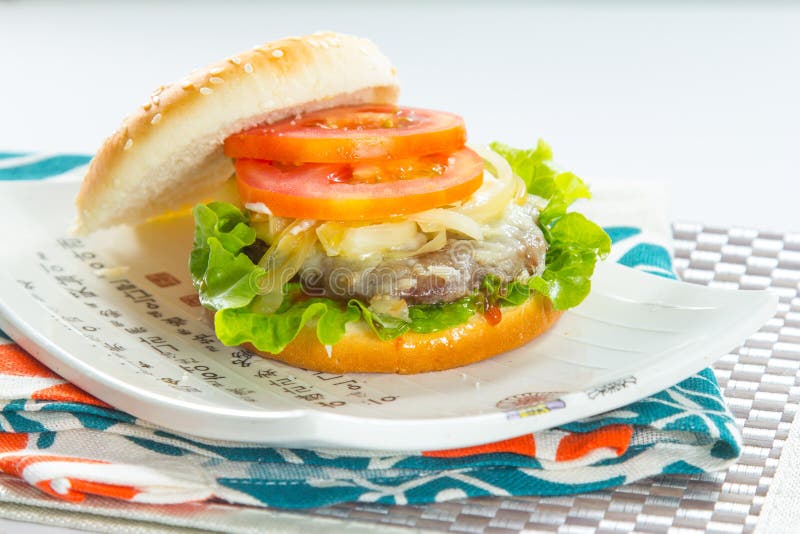 A tasty ham burger cuisine stock image. Image of dinner - 109320375