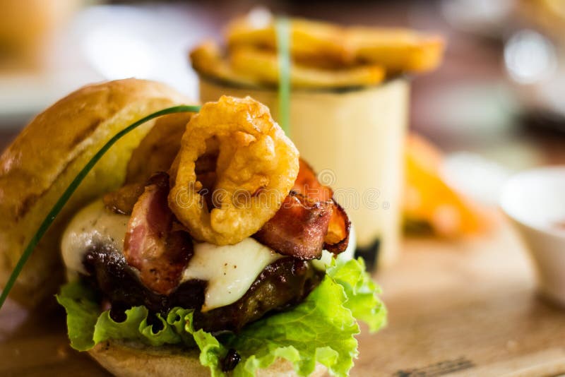 Tasty burger plate stock photo. Image of cooking, eating - 30639620