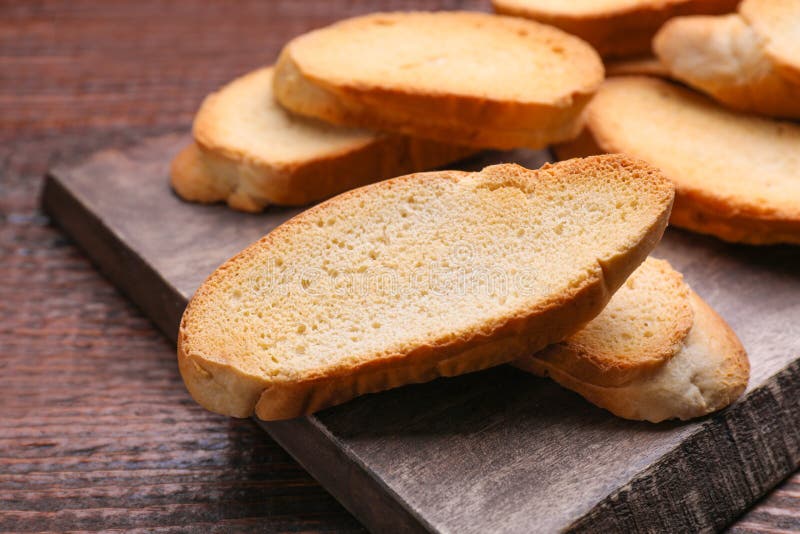 Tasty Hard Chuck Crackers on Wooden Table, Closeup Stock Photo - Image ...