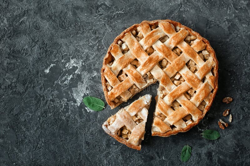 Tasty Homemade Apple Pie on Table Stock Image - Image of table, healthy ...