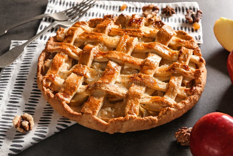 Apple Pie on a Table for Thanksgiving Stock Image - Image of dough ...